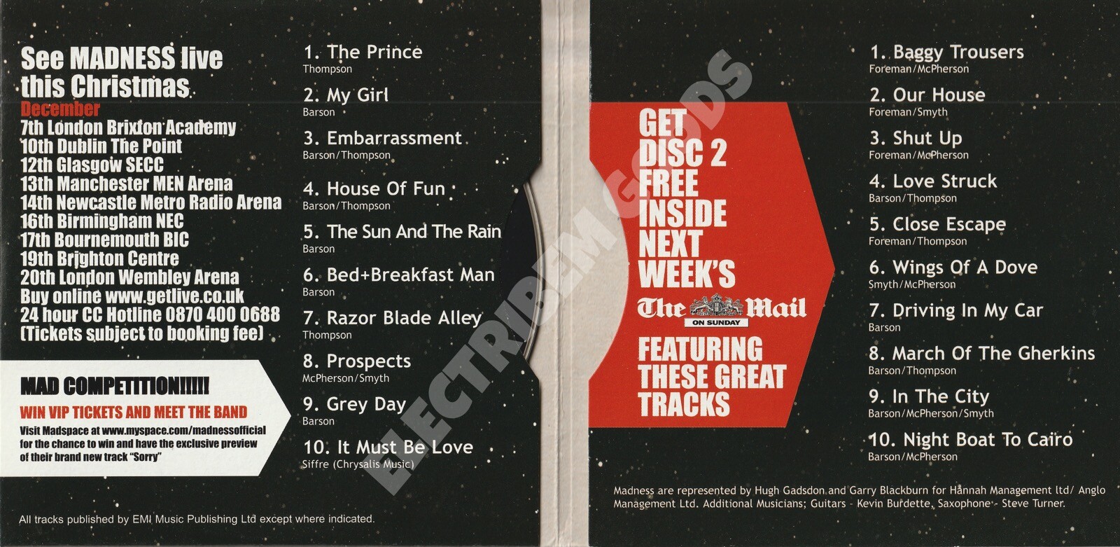 DAILY MAIL ON SUNDAY MADNESS LIVE PART 1 CD HOUSE OF FUN, MY GIRL ...