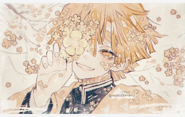 Kimetsu no Yaiba agatsuma zenitsu holding flower Custom Gaming Mat Desk ...