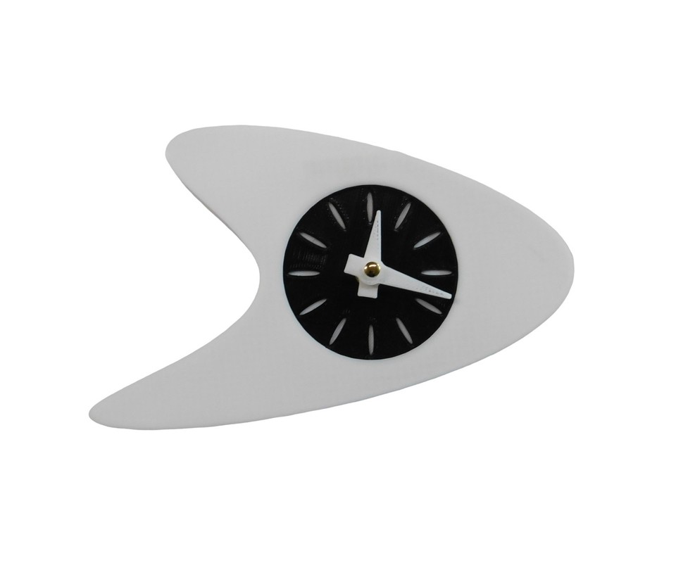 Small Mid Century Modern Boomerang Wall Clock – Retro Atomic Clock – 3D ...