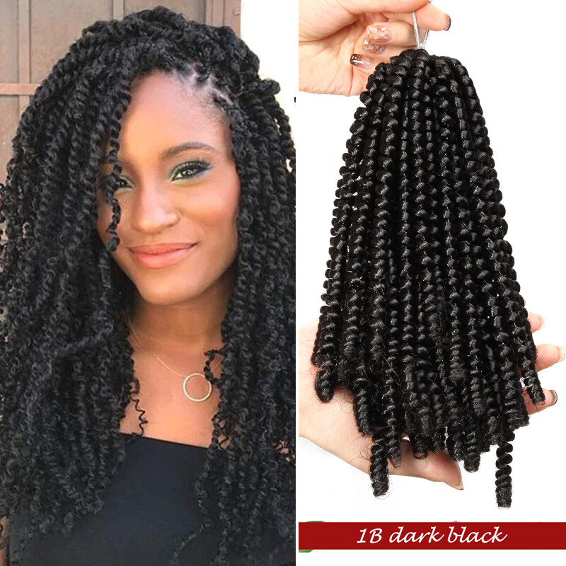 Pre-twisted Curly Spring Twist Braids Hair Crochet Extensions Short As ...