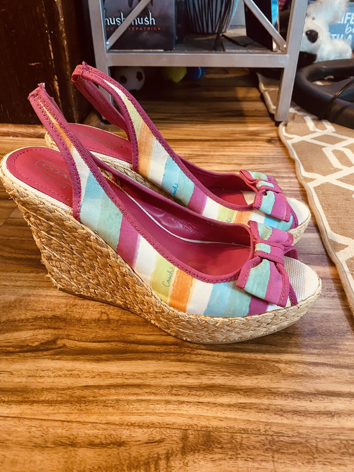 COACH Pink Blue Rainbow Stripe Wedge Y2K 00’s Shoes S… - Gem