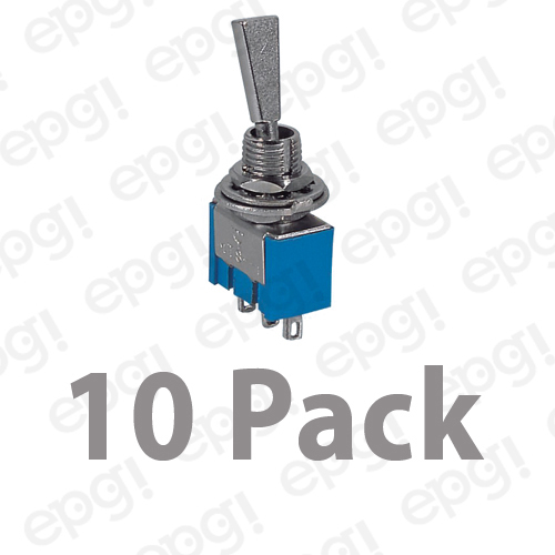 10 PACK - SPDT (ON/ON) MINI BAT HANDLE TOGGLE SWITCH 6A-125VAC # 66 ...