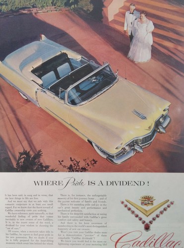 Cadillac Print Ad Original Vintage 1950s Coupe Convertible Yellow | eBay