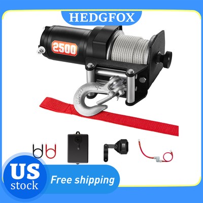 2500 LB Electric Winch, 12V Waterproof Steel Cable Winch towing For ATV ...