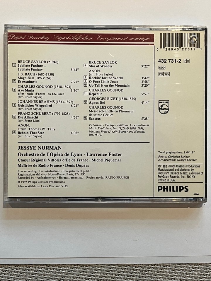 Jessye Norman at Notre Dame by Lawrence Foster (Conductor) CD 1992 ...