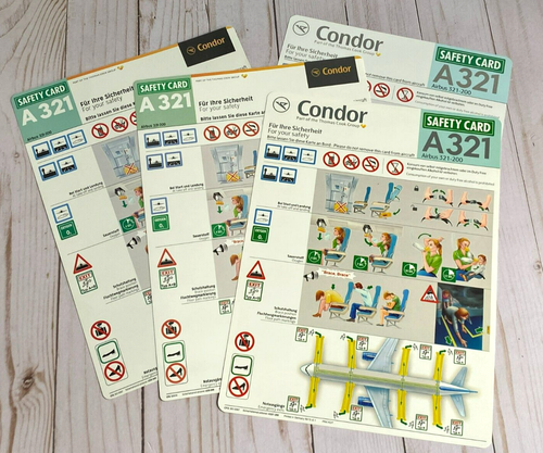 Set of 4 Different Condor Airbus A321 Safety Cards | eBay