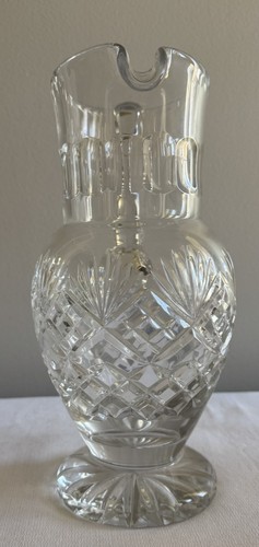 VTG Large Heavy Leaded deep cut Crystal Glass Pitcher Diamond pattern ...