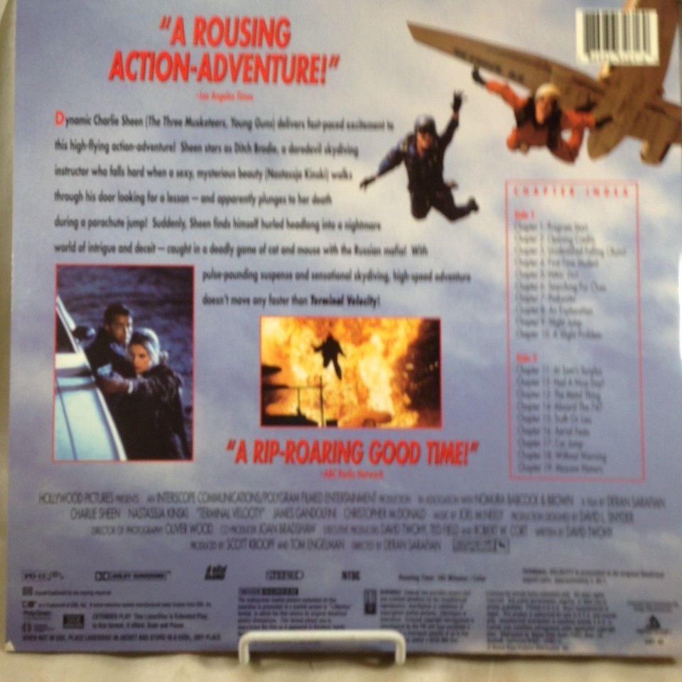 Laserdisc Video Terminal Velocity Charlie Sheen | eBay