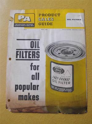 FORD OIL FILTERS APPLICATION CHART BROCHURE 1962 PARTS ACCESSORIES ...