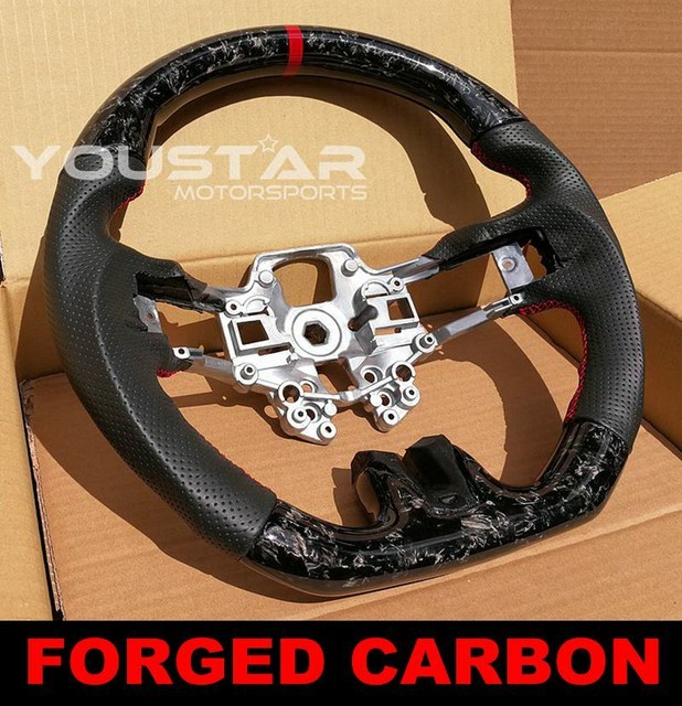 FORGED CARBON Red Edition Steering Wheel Shelby Design for Ford Mustang ...