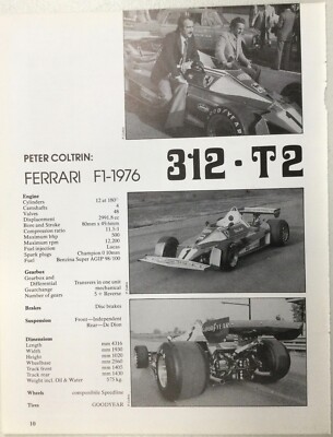 Ferrari #218 Article Racing Peter Coltrin FI 1976 312 T2 Fall 1975 1 pg ...