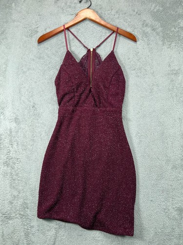 Womens Dresses Medium Red Metallic Lace Cutout Back Sleeveless Honey ...