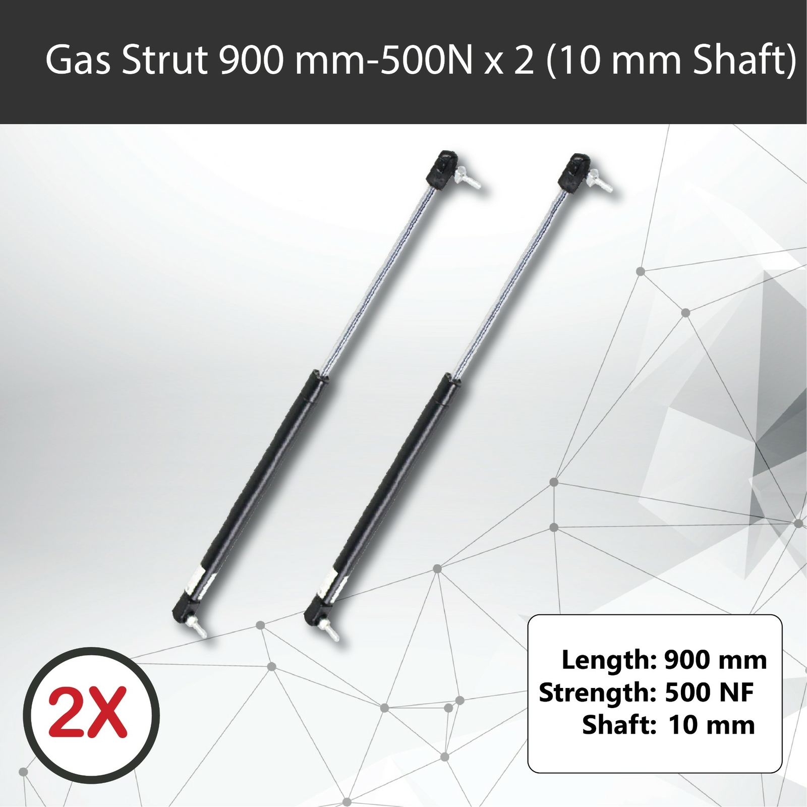 Gas Strut 900mm-500N x2 (10mm Shaft) Caravans Trailers, Canopy ...