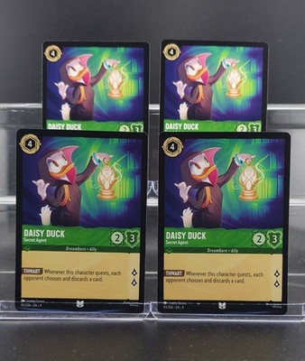 Disney Lorcana Daisy Duck - Secret Agent 93/204 Fabled Uncommon 4 Cards ...