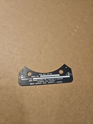 Beechcraft Hub Assembly 278-100 Data Plate | eBay