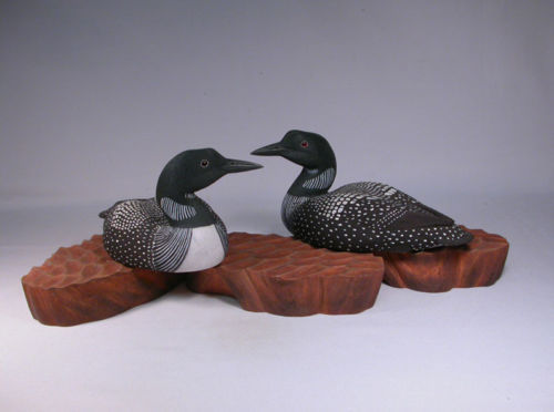 8-3/4" Common Loon Pair Wooden Hand Carved Bird/Birdhug | eBay