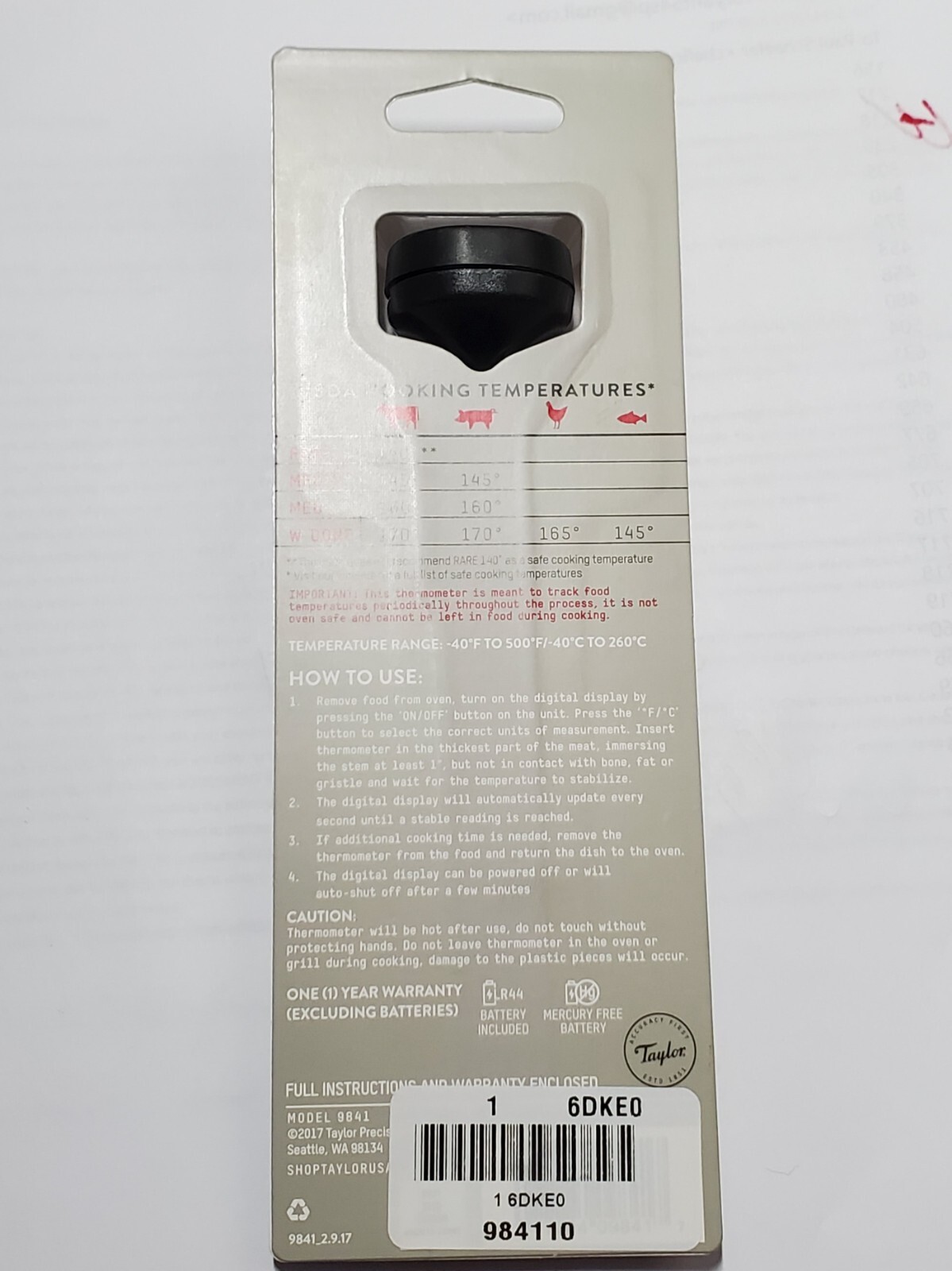 Taylor 9841 Precision High Temperature Digital Instant Read Kitchen ...