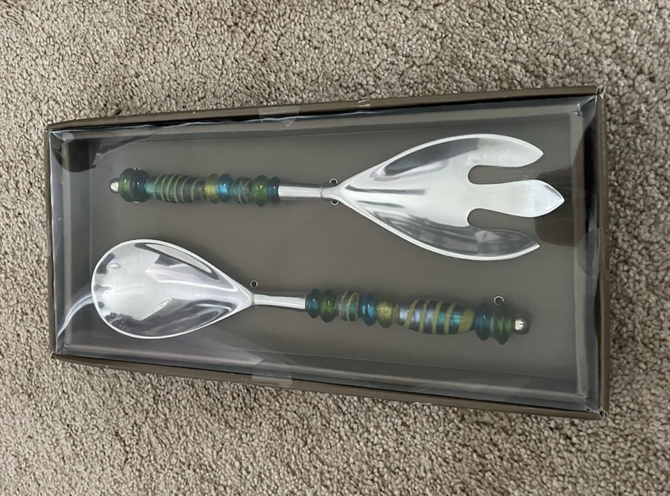 Pier One Imports Serve Ware Set w/ 2 Utensils Salad Server Colorful ...