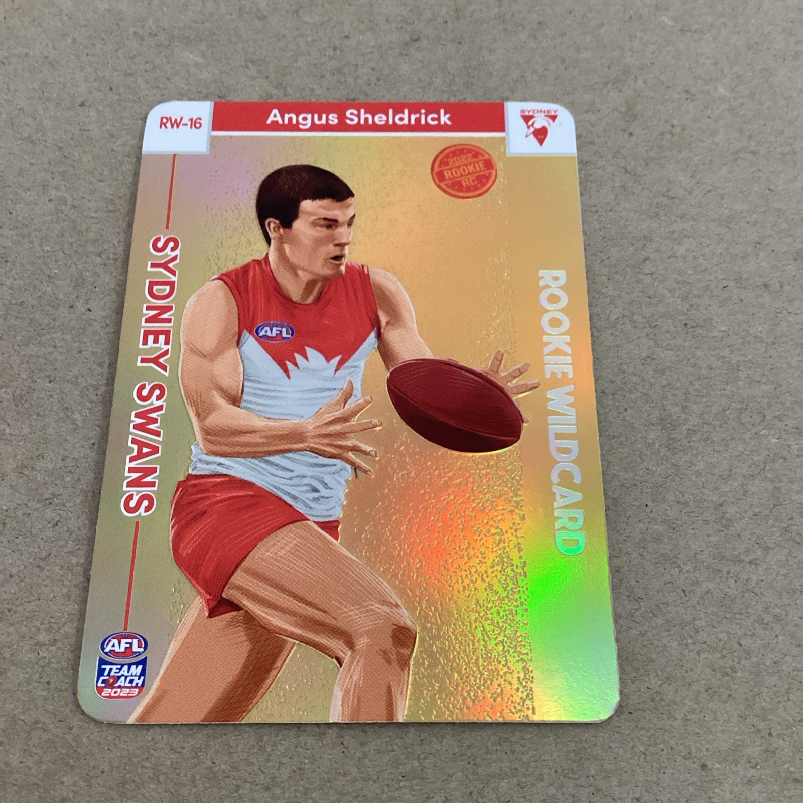 2023 Afl Teamcoach Gold Rookie Wildcard Angus Sheldrick RW-16 ( Swans ...
