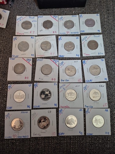 Lot Of 20 90 %Silver U.S. State Quarter Collection, Some Proofs ...