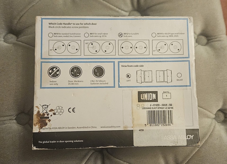 Assa Abloy Code Handled Door Lever Handle with Integrated Code Lock ...