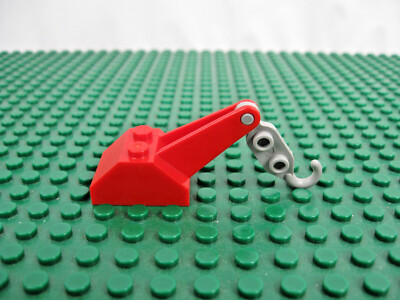 LEGO Red Hook Slope 45 2x3x1 1/3 Double w Arm & Old Gray Hook #3135c02 ...