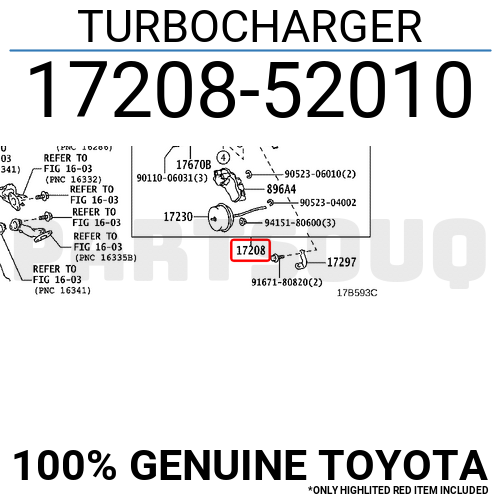 1720852010 Genuine Toyota TURBOCHARGER 17208-52010 | eBay
