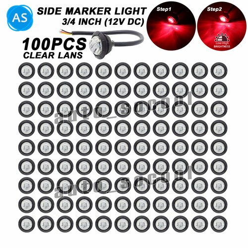 100X 3 LED 12V 3/4" Round Bullet Side Marker Indicator Light Truck ...