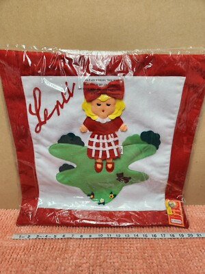 Lenci Large Felt Pillow Case Girl & Dog Felt Pillow Case 20" x 20" Made ...