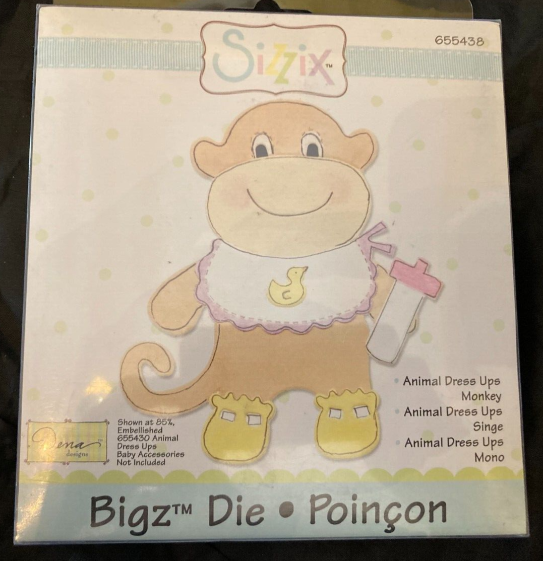 Sizzix Bigz Die Cut Animal Dress Ups Monkey Dena Designs 655438 Retired ...