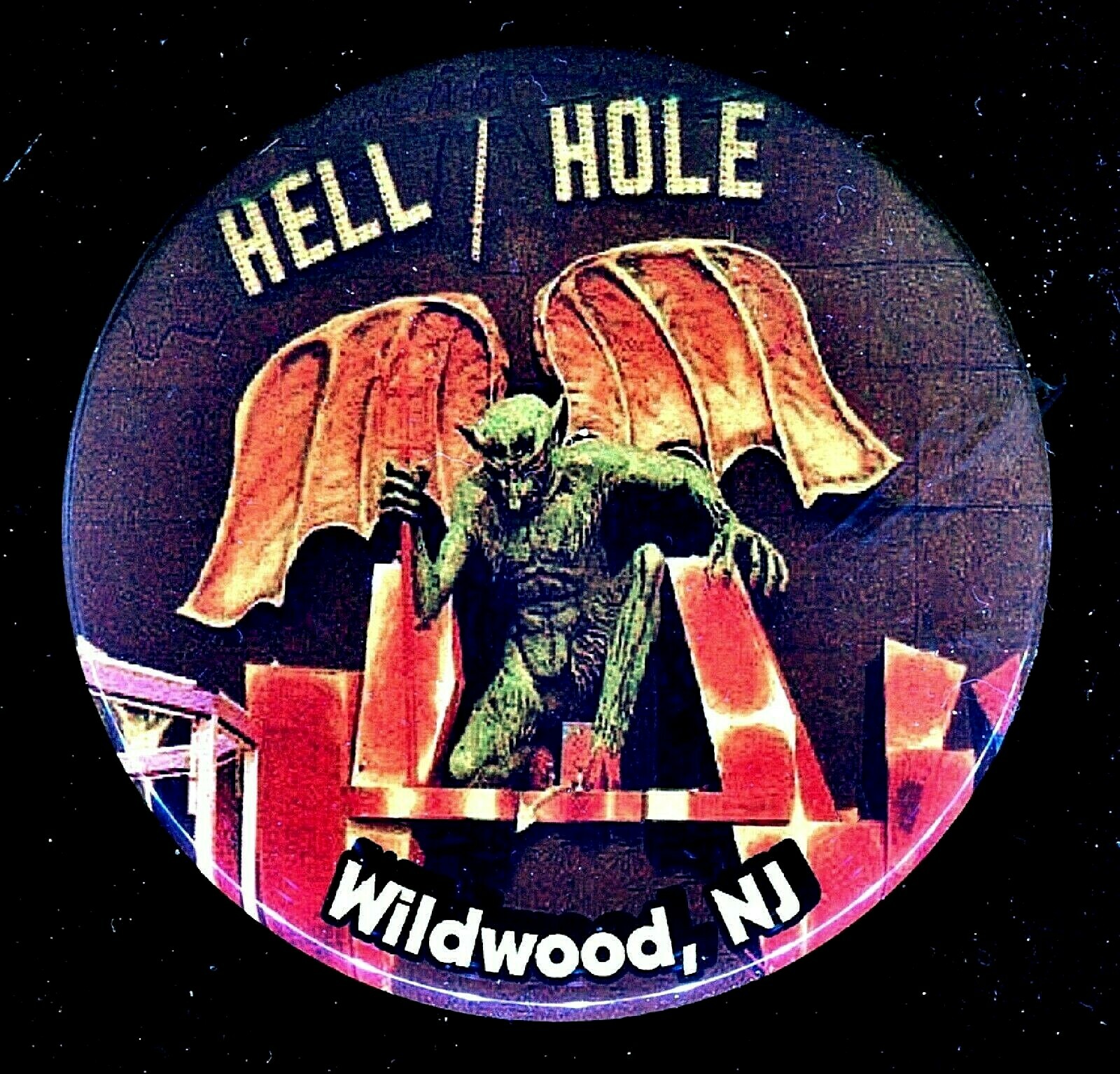 HELL HOLE Amusement Ride Wildwood NJ Pin Back Button Type 2 | eBay