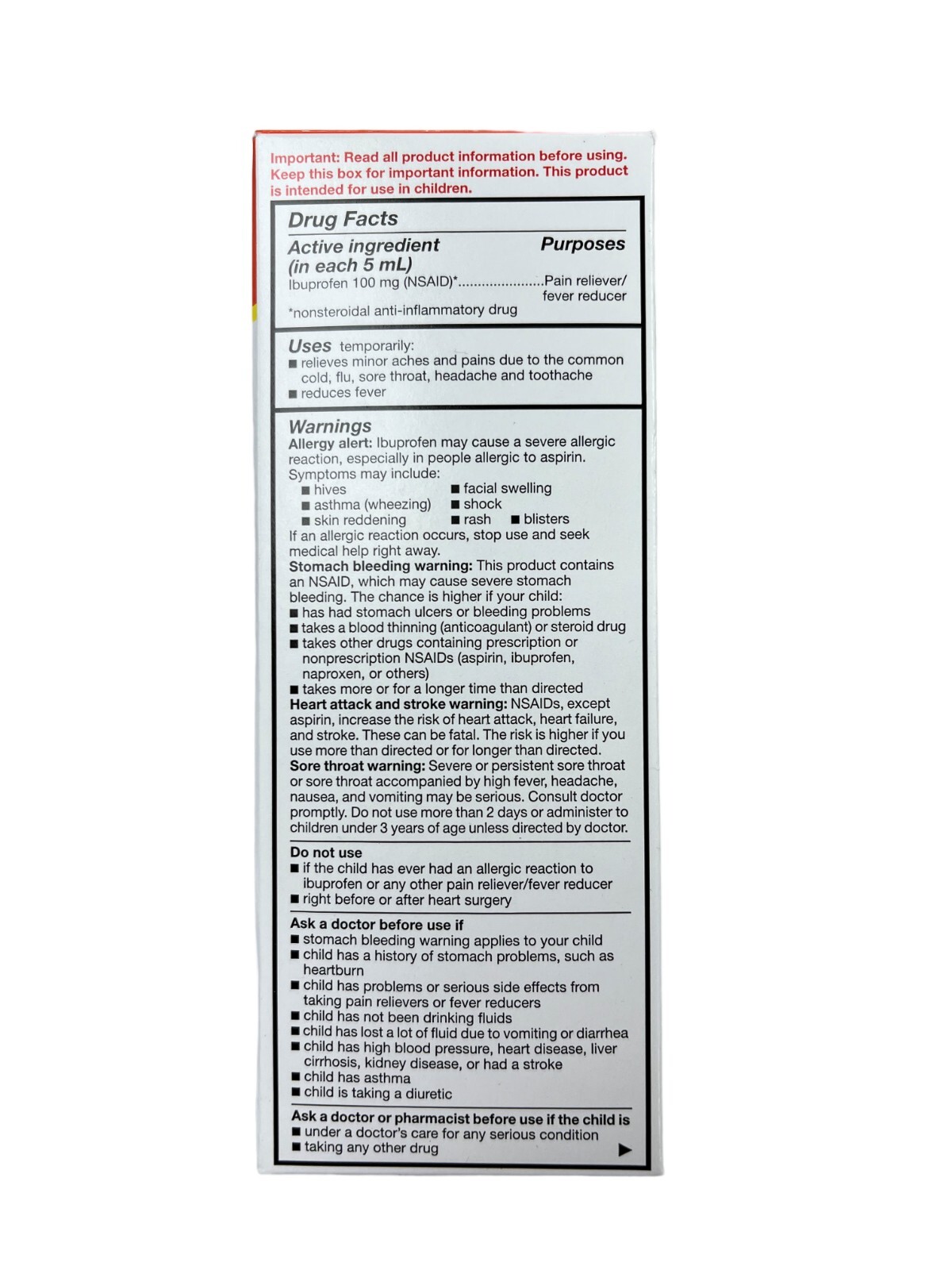 Perrigo Ibuprofen Liquid BERRY FLAVOR 8oz BIG BOTTLE __ | eBay