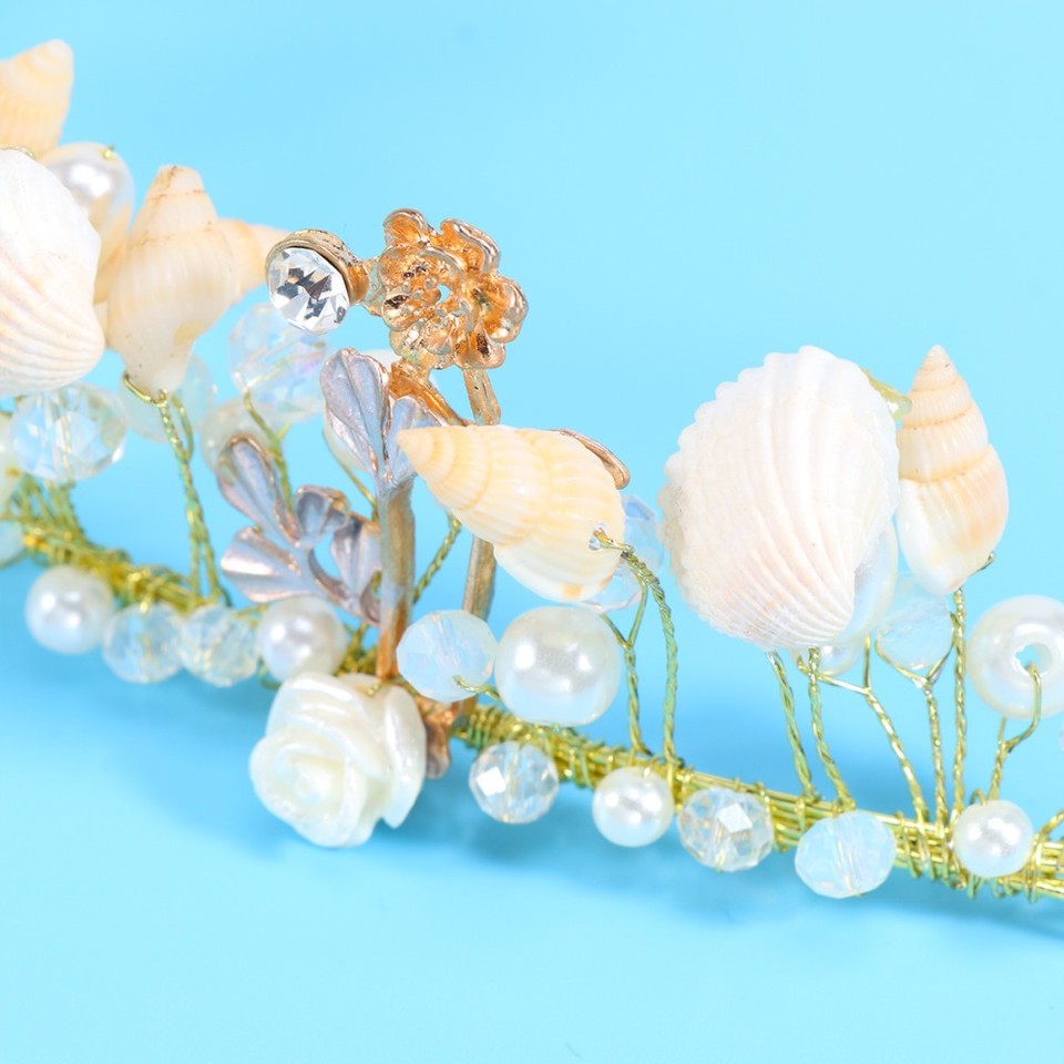 Pearl Shell Conch Alloy Crown Headband Elegant Woman Hair Crown for ...