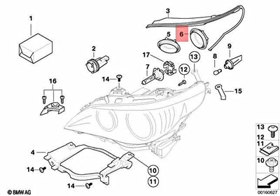 Genuine BMW E60 E60N E61N Sedan Wagon Lamp Cover Low Beam OEM ...