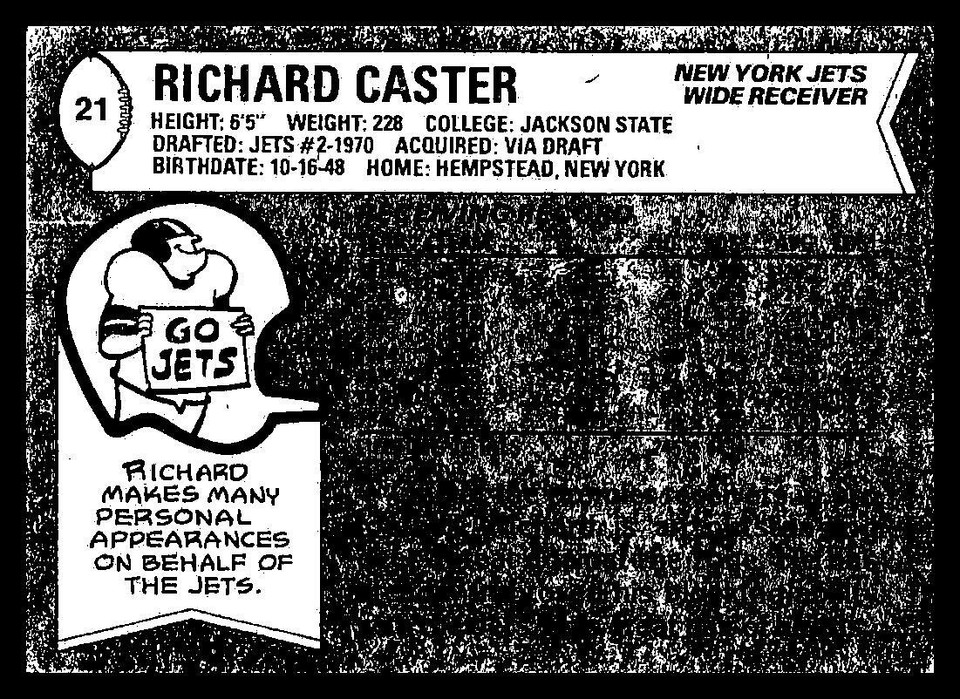 1978 Topps Richard Caster #21 New York Jets | eBay