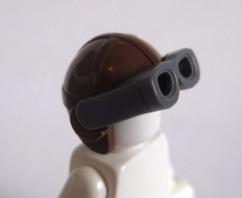 Lego AVIATOR Helmet with Goggles Minifigure Hat Accessory Reddish Brown ...