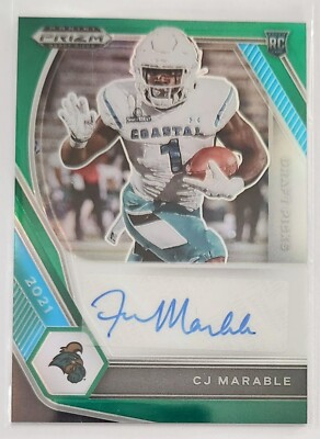 2021 Panini Prizm Draft Picks CJ Marable Green Prizm Signed | eBay