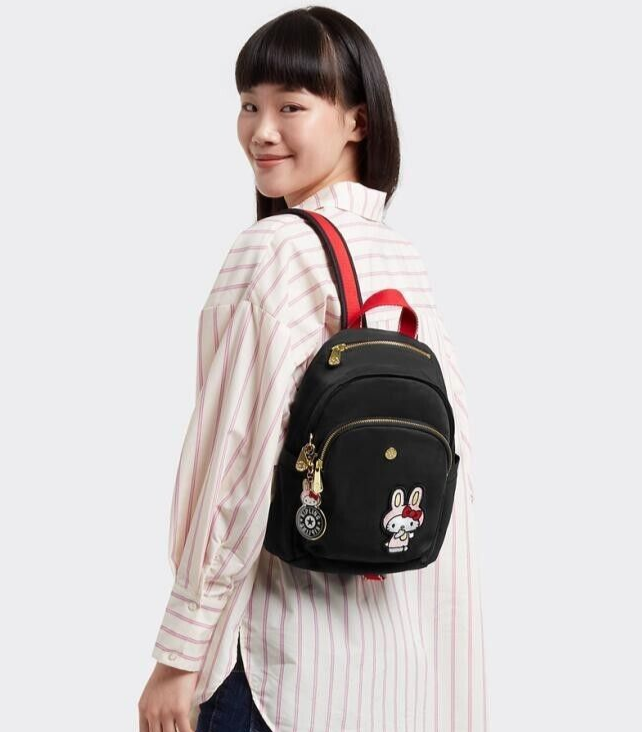 Kipling × Hello Kitty Delia Mini Rabbit Black Backpack with Hello Kitty ...