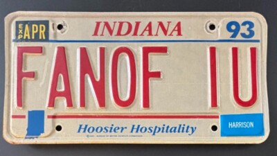 Indiana UNIVERSITY VANITY License Plate FAN OF IU (FANOF IU) | eBay