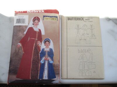 Butterick 5655 ladies' sz 20-24 Making History Medieval 4 pc costume ...