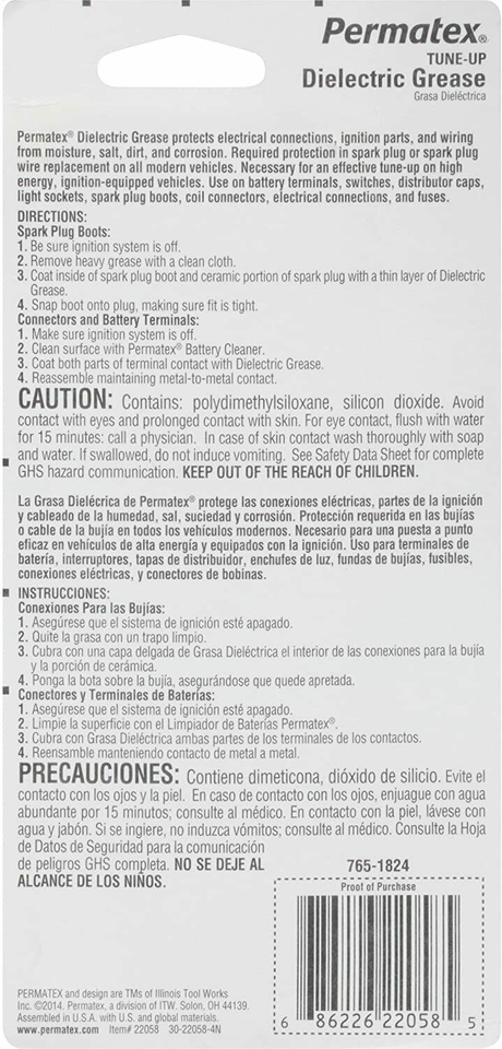 Dielectric Tune-Up Grease Permatex Spark Plug Corrosion Silicone Tube ...