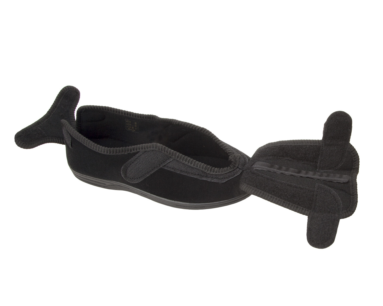 MENS BLACK ORTHOPAEDIC EEE FIT EXTRA WIDE OPENING DIABETIC SLIPPERS UK ...