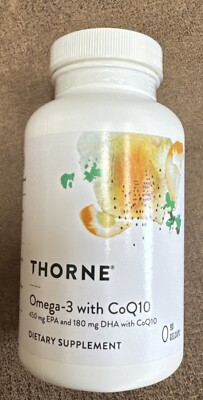 Thorne, Omega-3 with CoQ10, 90 Gelcaps 3-Fatty Acids Exp 09/2025 ...