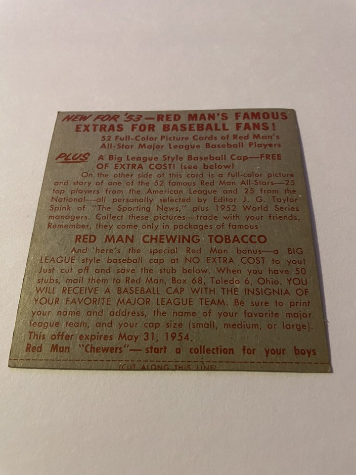 1953 Red Man Tobacco Baseball Card- AL # 16 Billy Pierce - White Sox | eBay