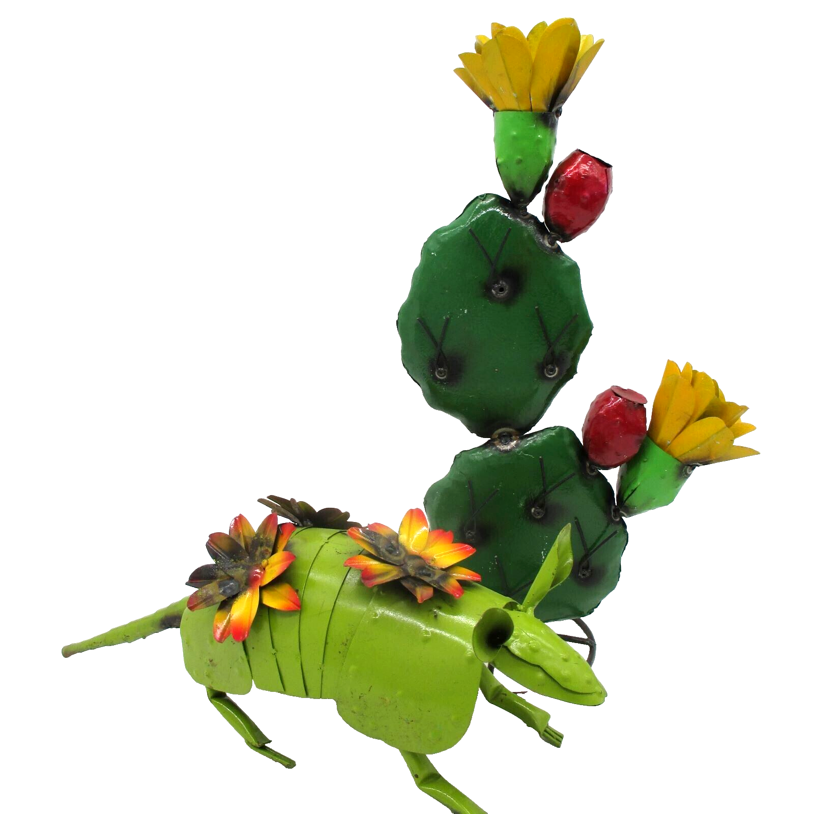 Yard Garden Art Recycled Metal Armadillo Cactus Rustic Sculpture Figure ...