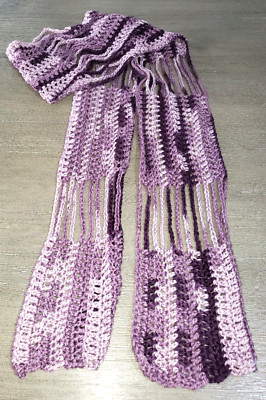 womens purples HAND MADE WINTER SCARF VERY LONG! 82 INCHES! SOFT, SUPER ...