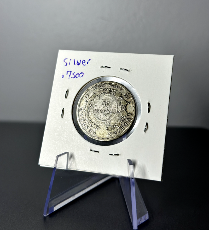 1923/1890 Costa Rica 50 Centimos on 1890 25 Centavos Silver Coin XF | eBay