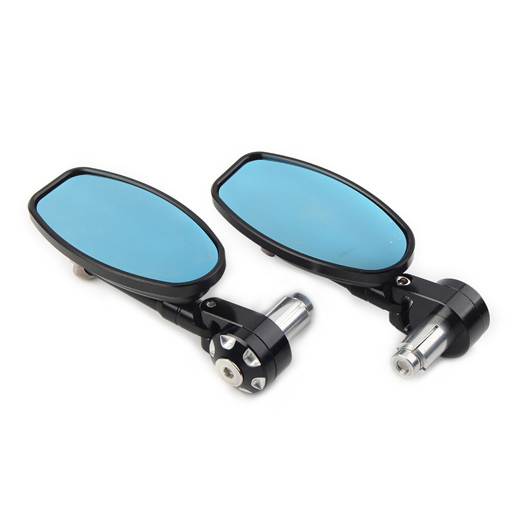 22mm 25mm Universal Motorcycle Handle Bar End Rearview Mirrors Black Ebay