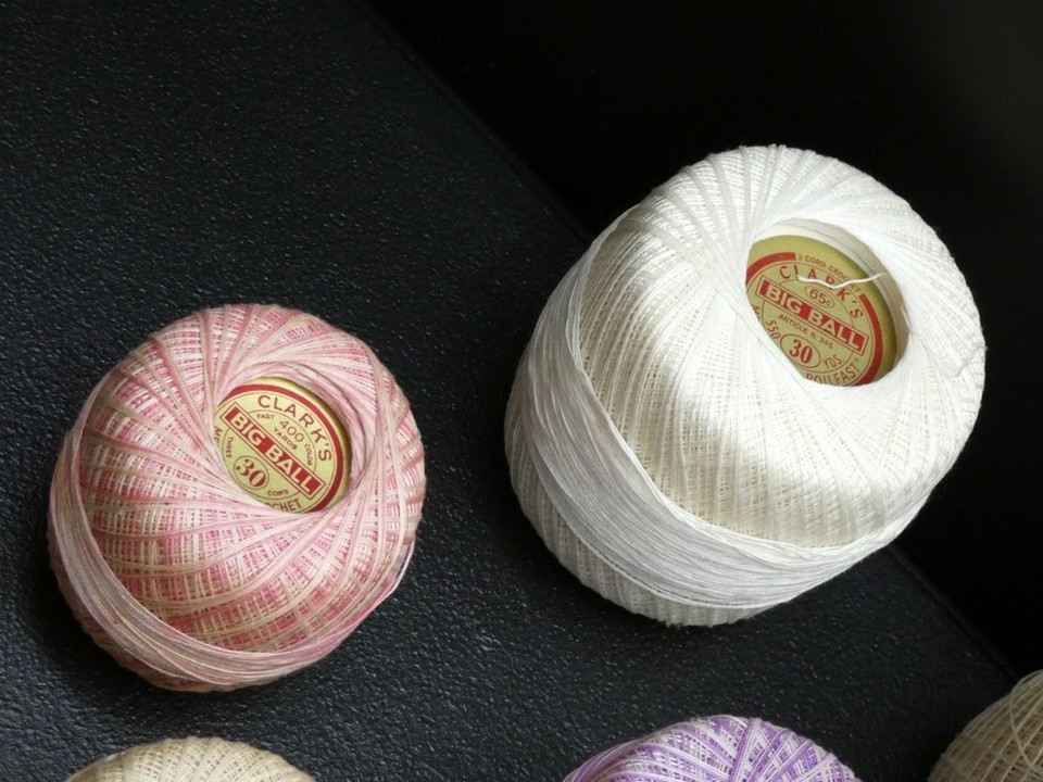 Vintage Clarks Big Ball Mercerized Cotton Boilfast Crochet Thread Lot ...