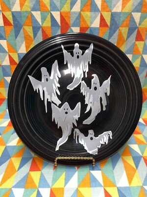 New Fiestaware 1st HALLOWEEN GHOSTS decorated SLATE gray plate 9" NWT ...